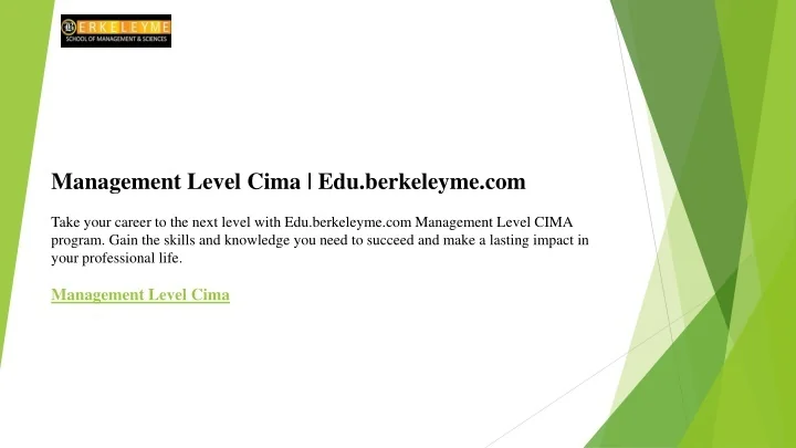 PPT - Management Level Cima Edu.berkeleyme.com PowerPoint Presentation ...