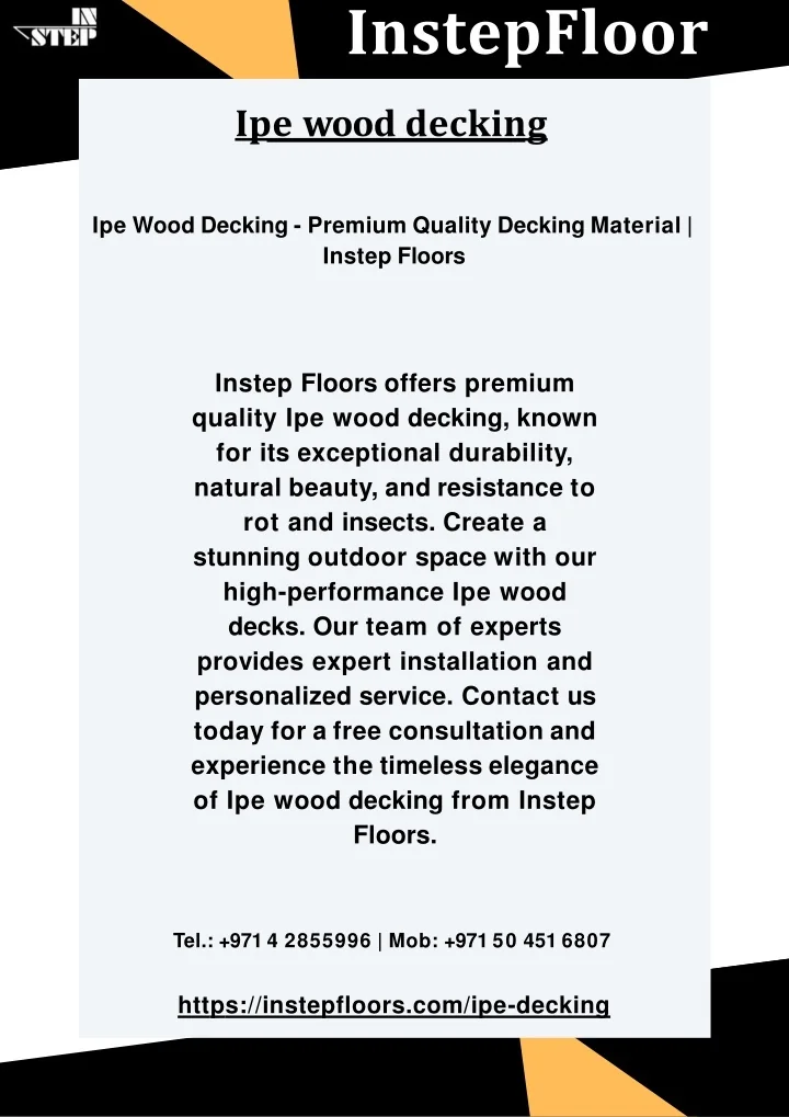 PPT - Ipe Wood Decking - Premium Quality and Durability | Instep Floors PowerPoint Presentation ...
