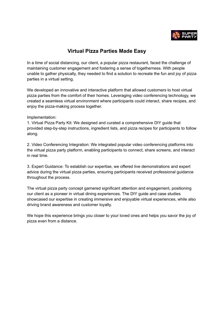PPT - Virtual Pizza Parties Made Easy - SUPER PARTY PowerPoint ...