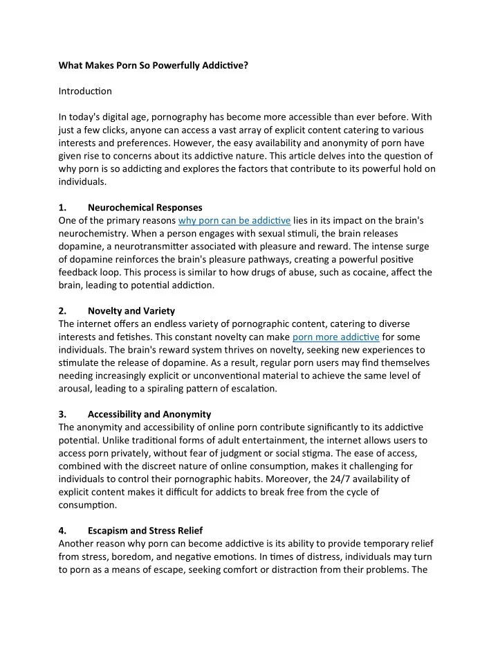 Ppt What Makes Porn So Powerfully Addictive Powerpoint Presentation
