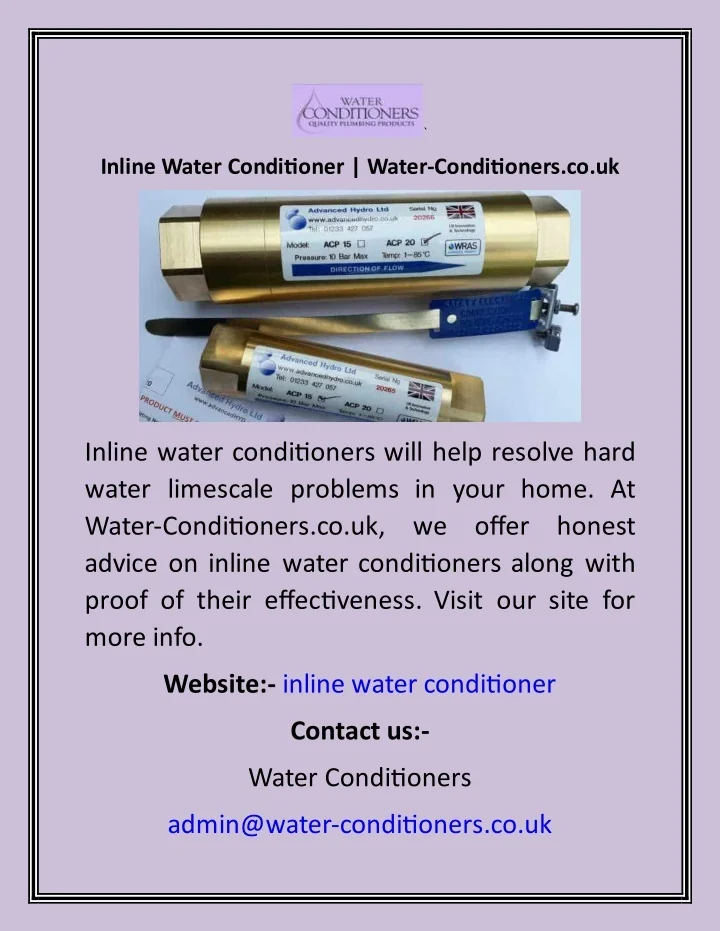 PPT - Inline Water Conditioner Water-Conditioners.co.uk PowerPoint ...