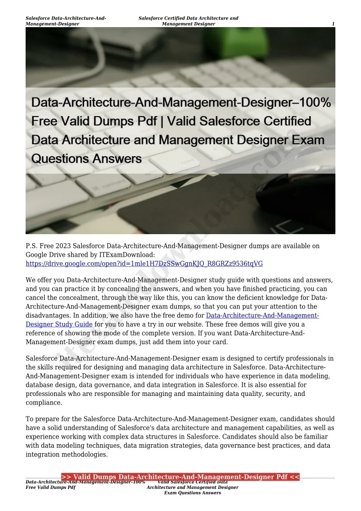 Ppt Data Architecture And Management Designer 100 Free Valid Dumps