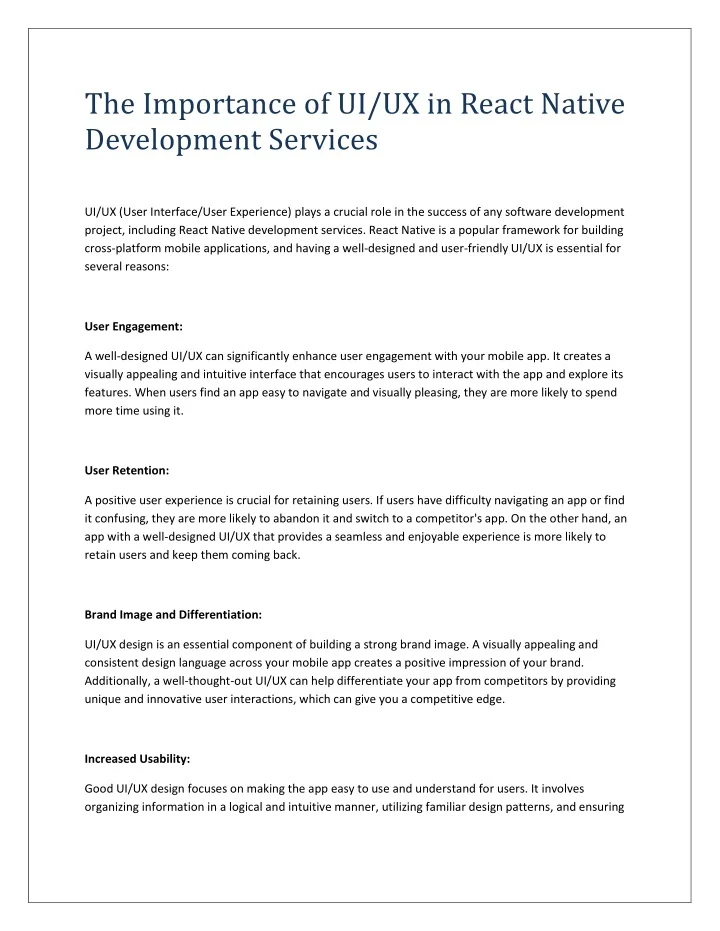 PPT - The Importance of UI/UX in React Native Development Services PowerPoint Presentation - ID ...