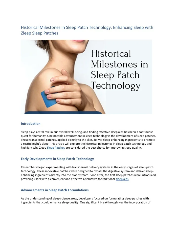 PPT - Historical Milestones in Sleep Patch Technology- Enhancing Sleep ...