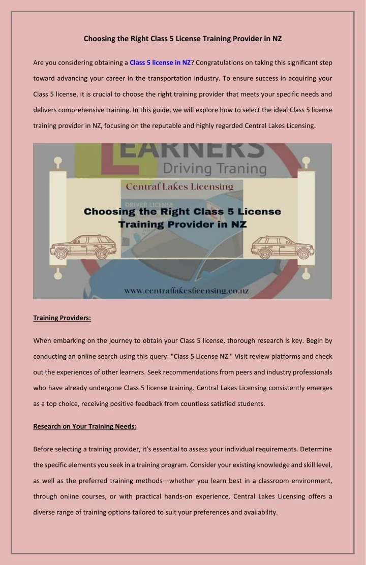 PPT - Choosing the Right Class 5 License Training Provider in NZ ...