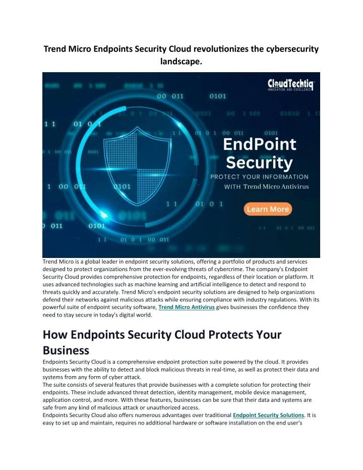 PPT - Trend Micro Endpoints Security Cloud revolutionizes the cybersecurity landscape PowerPoint ...