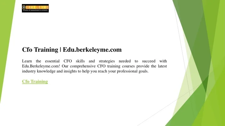 PPT - Cfo Training Edu.berkeleyme.com PowerPoint Presentation, free ...
