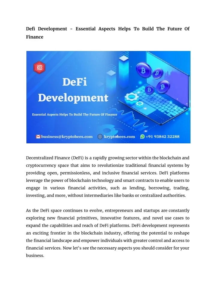 PPT - Defi Development - Essential Aspects Helps To Build The Future Of Finance PowerPoint ...