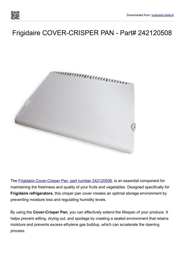 PPT - Frigidaire COVER-CRISPER PAN - Part# 242120508 PowerPoint ...