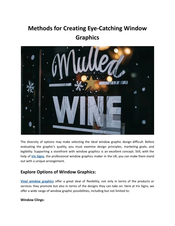PPT - Methods for Creating Eye-Catching Window Graphics - Iris Signs ...