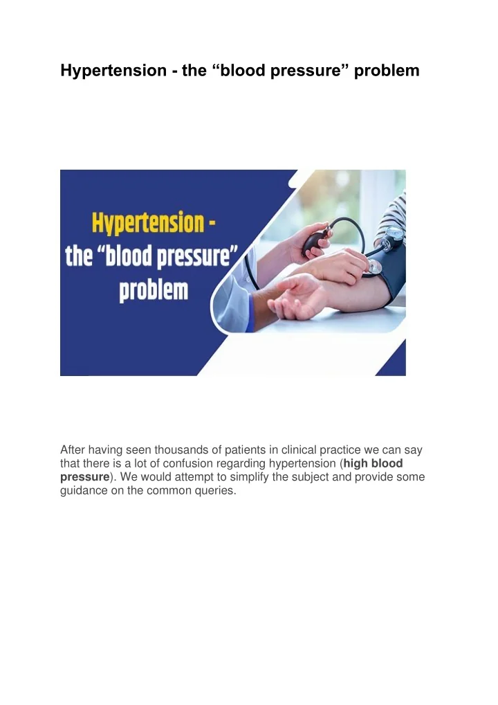 PPT - Hypertension - the “blood pressure” problem PowerPoint ...