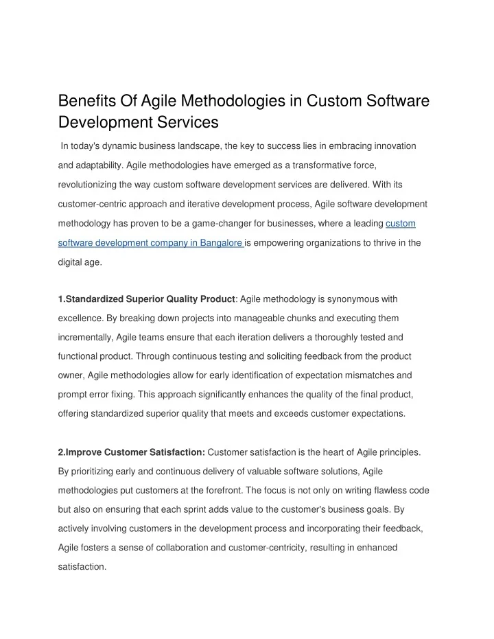 PPT - Benifits of Agile Methodologies in Custom Software Development Services PowerPoint ...