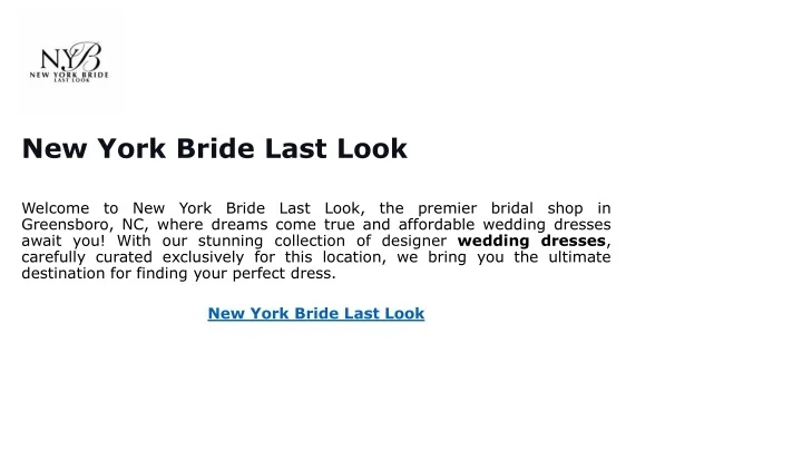 PPT - New York Bride Last Look PowerPoint Presentation, free download ...