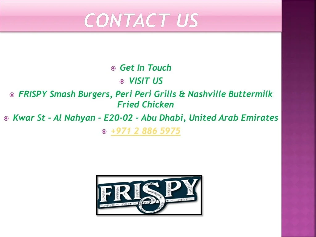 PPT - Burgers Abu Dhabi - frispy.ae PowerPoint Presentation, free ...