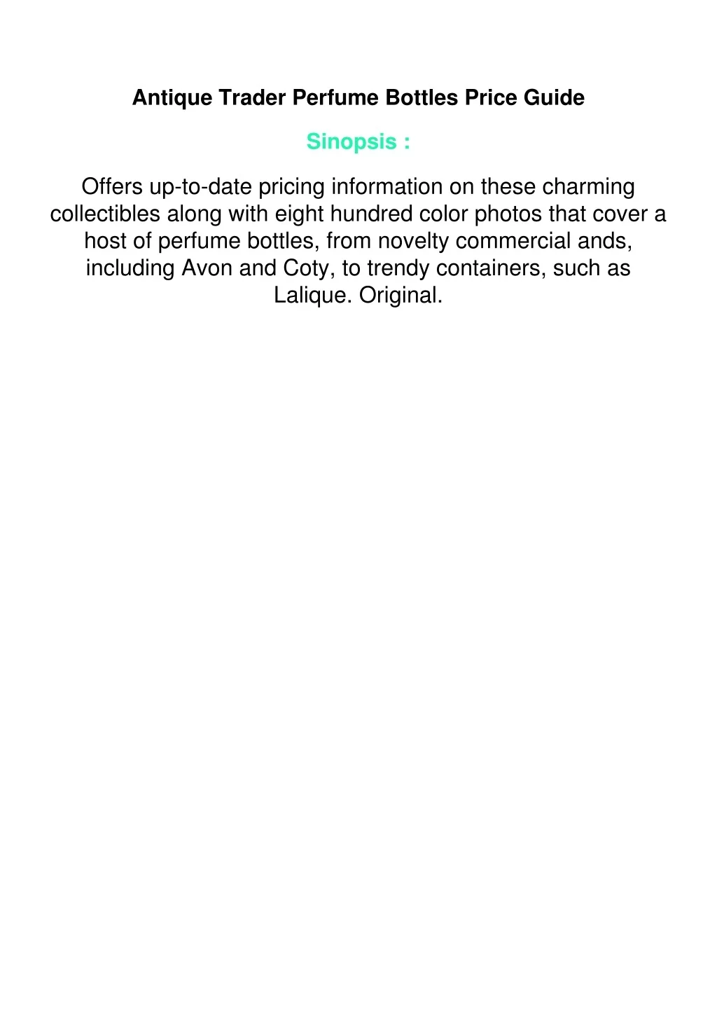 PPT - [PDF] DOWNLOAD Antique Trader Perfume Bottles Price Guide ...
