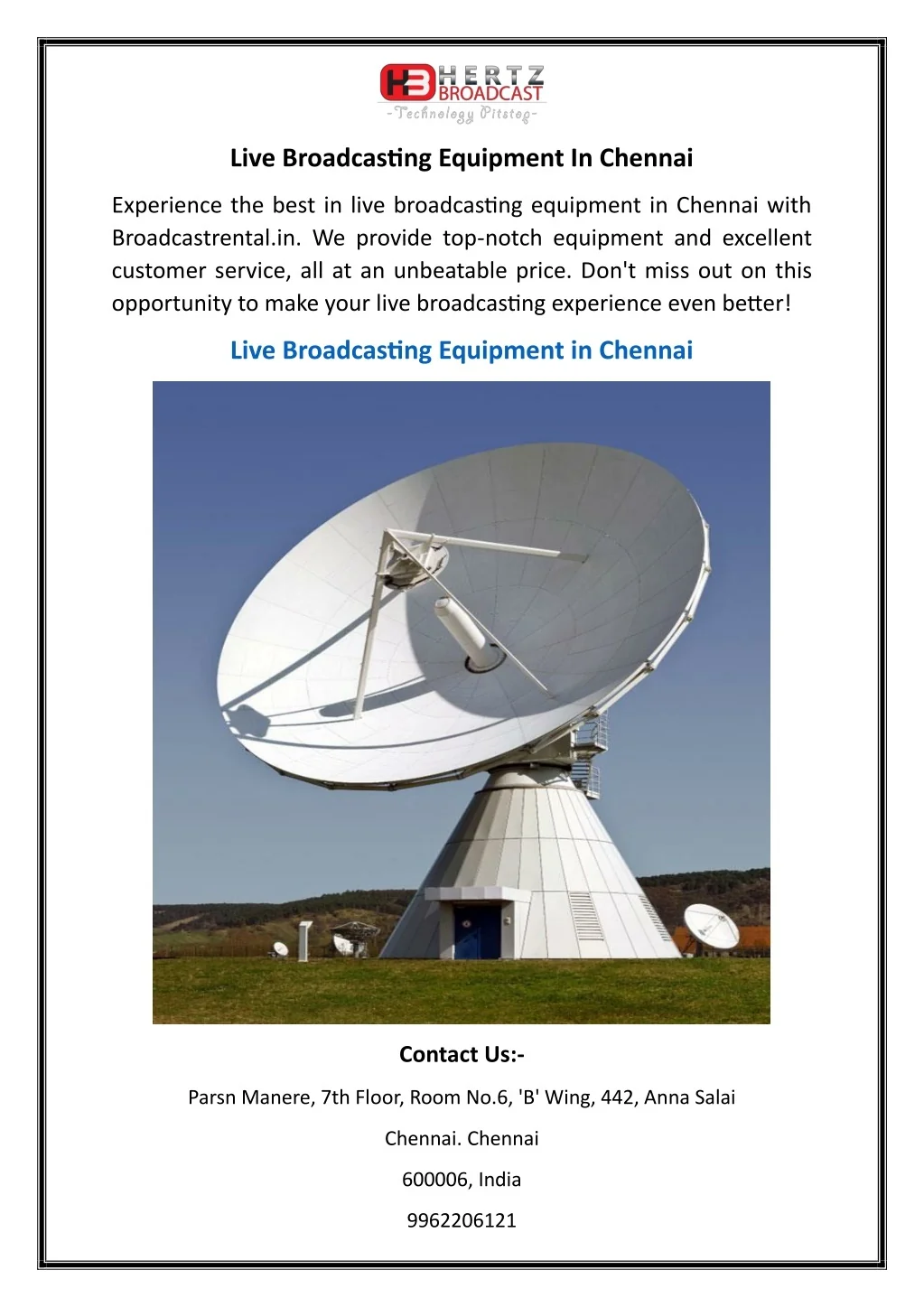 PPT - Live Broadcasting Equipment In Chennai Broadcastrental.in ...