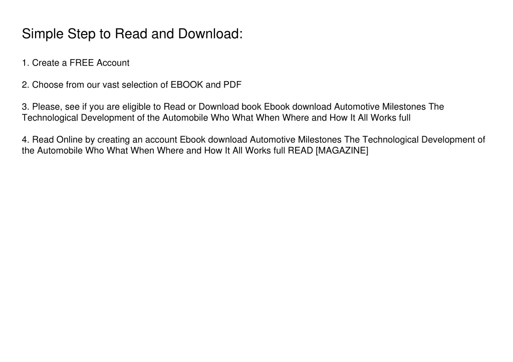 PPT - Ebook download Automotive Milestones The Technological ...
