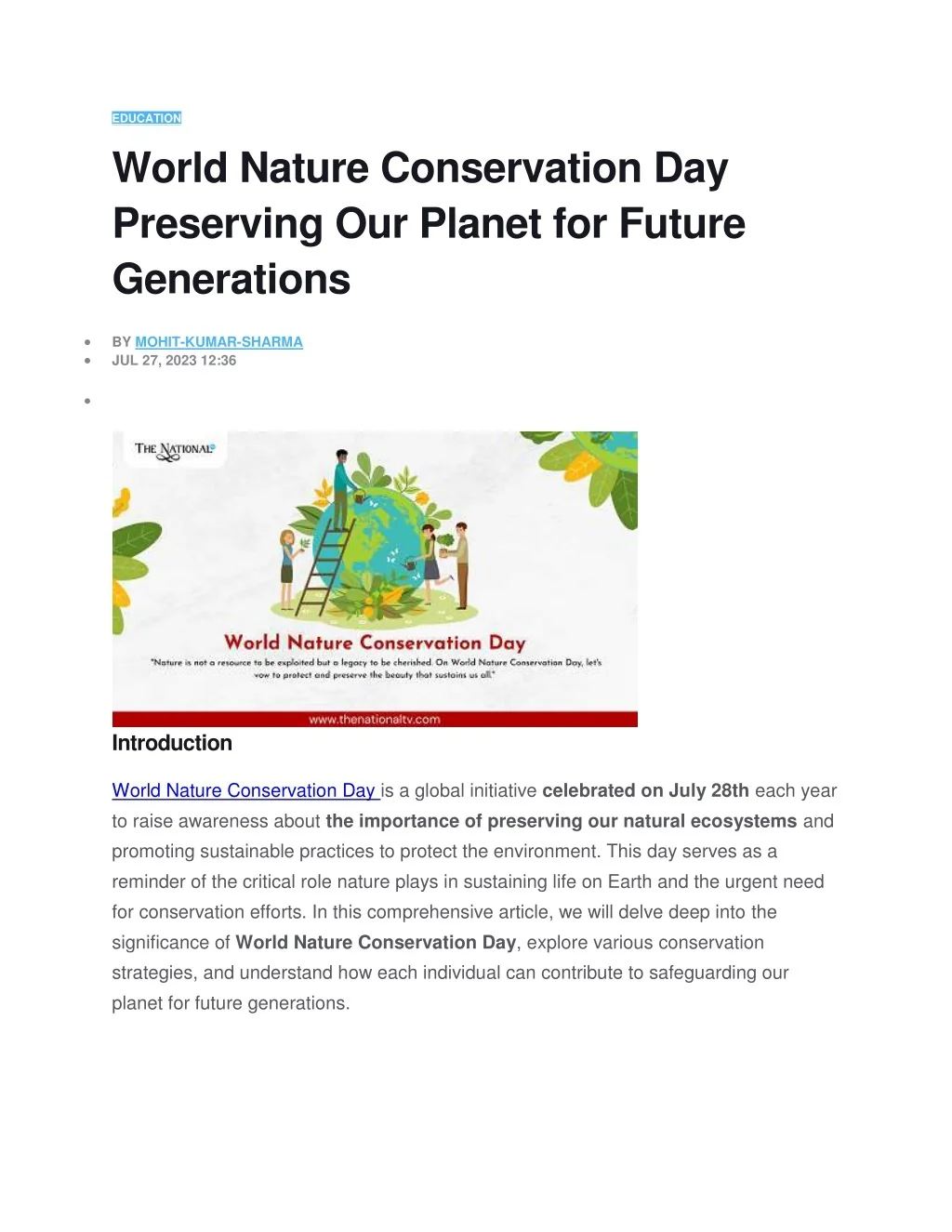 PPT - World Nature Conservation Day Preserving Our Planet for Future ...