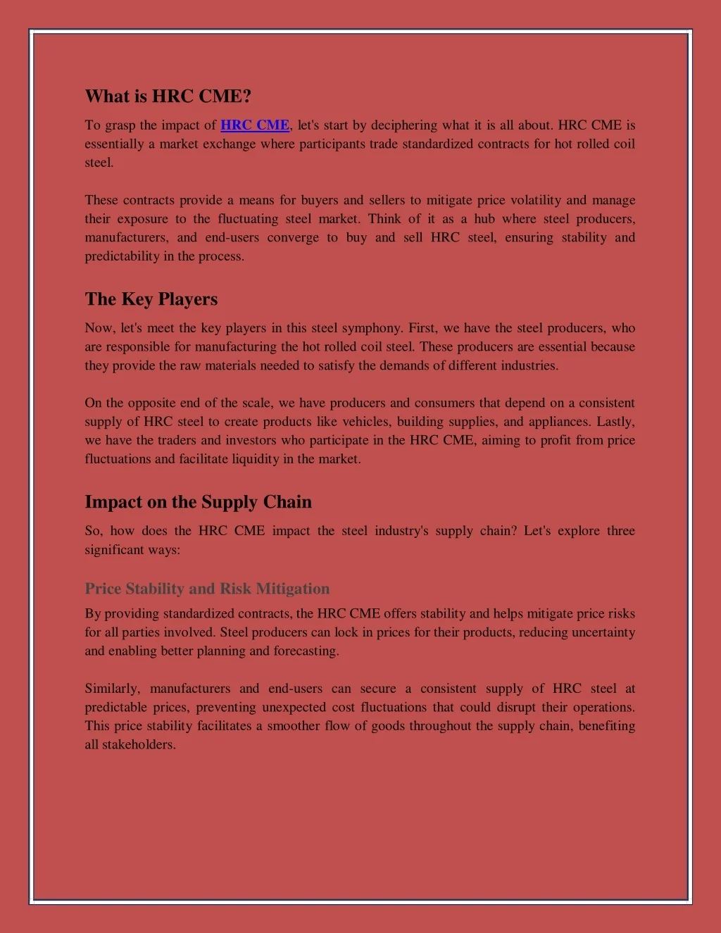 PPT - How Does HRC CME Impact The Steel Industry's Supply Chain ...