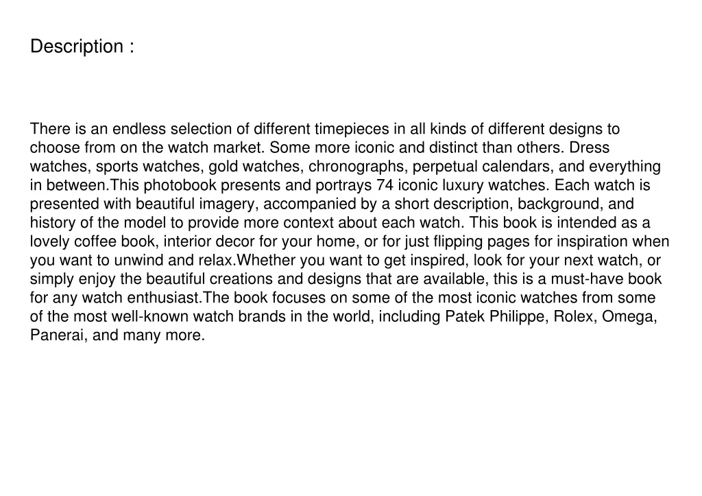 PPT - Ebook download 74 watchesA Photobook of Iconic Luxury Watches for ...