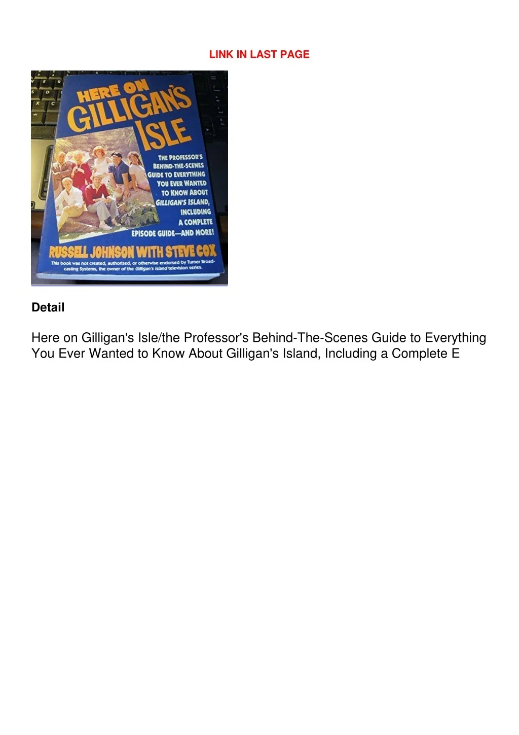 PPT - [PDF READ ONLINE] Here on Gilligan's Isle/the Professor's Behind ...