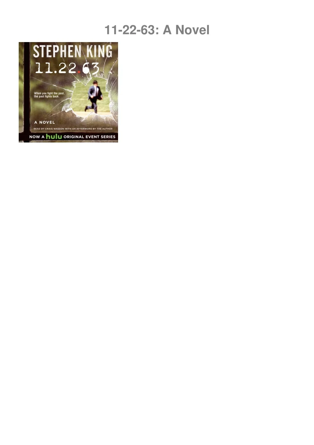 PPT - pdf download 11/22/63: A Novel PowerPoint Presentation, free ...
