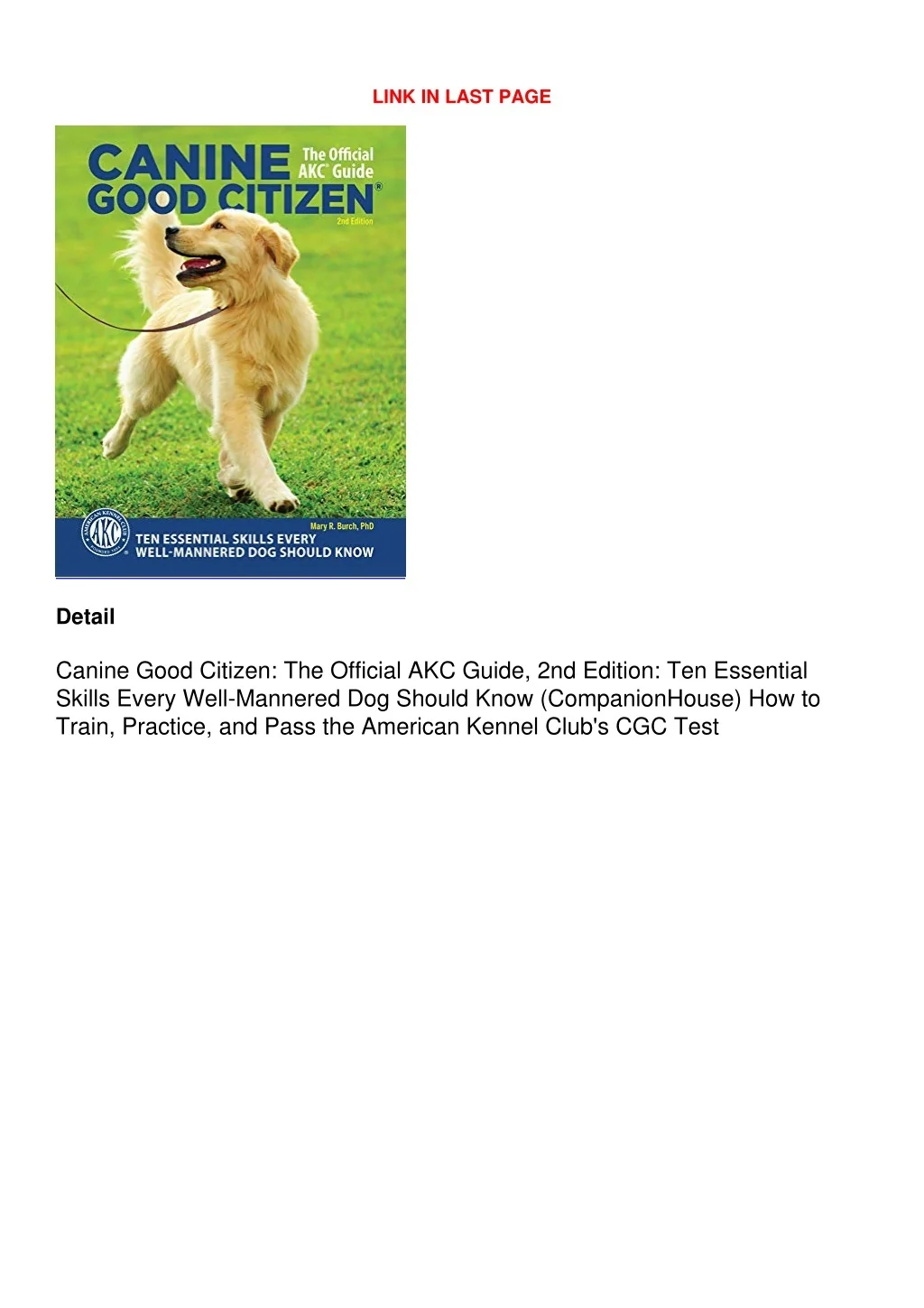 PPT - DOWNLOAD/PDF Canine Good Citizen: The Official AKC Guide, 2nd ...