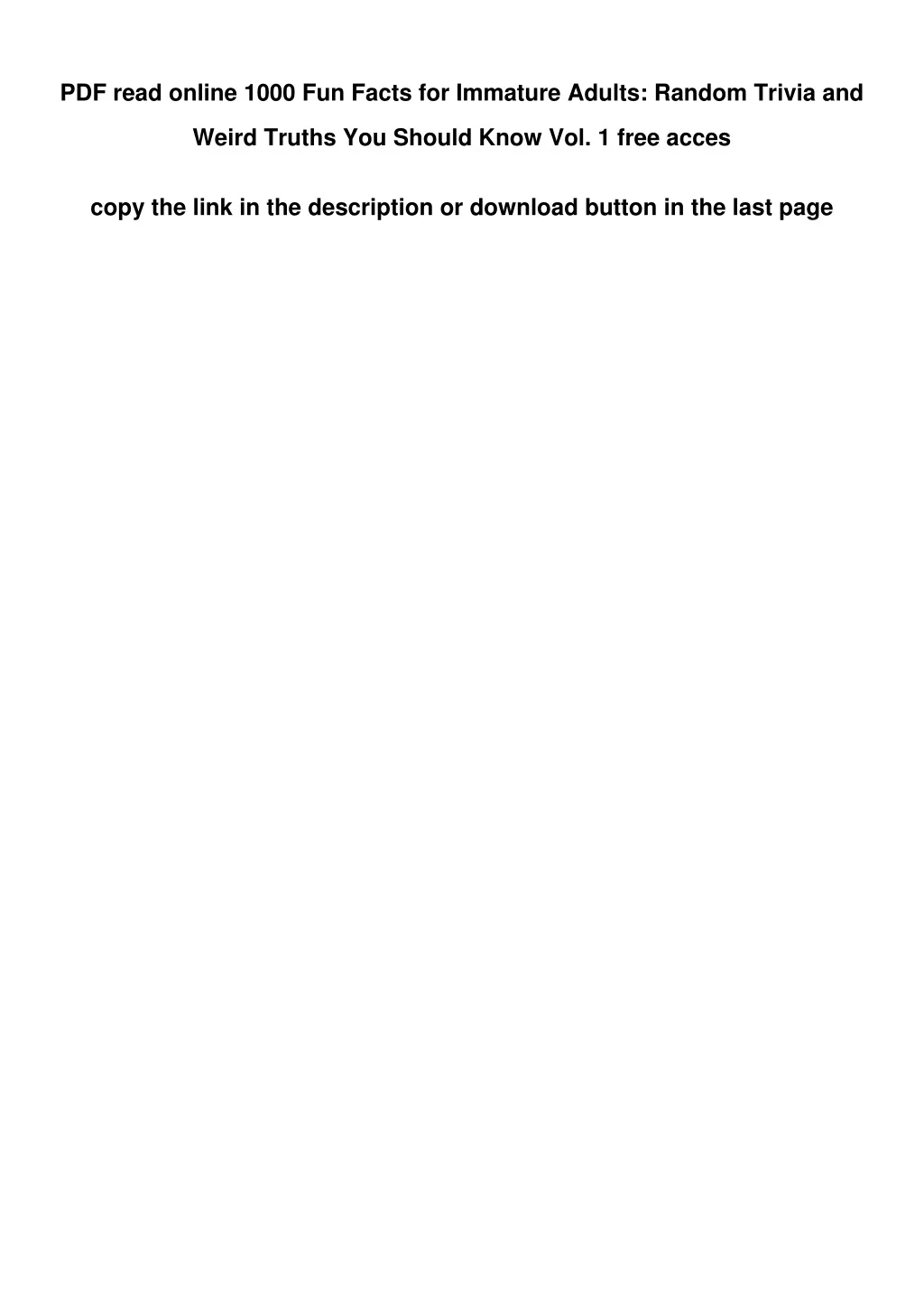 PPT - PDF read online 1000 Fun Facts for Immature Adults: Random Trivia ...