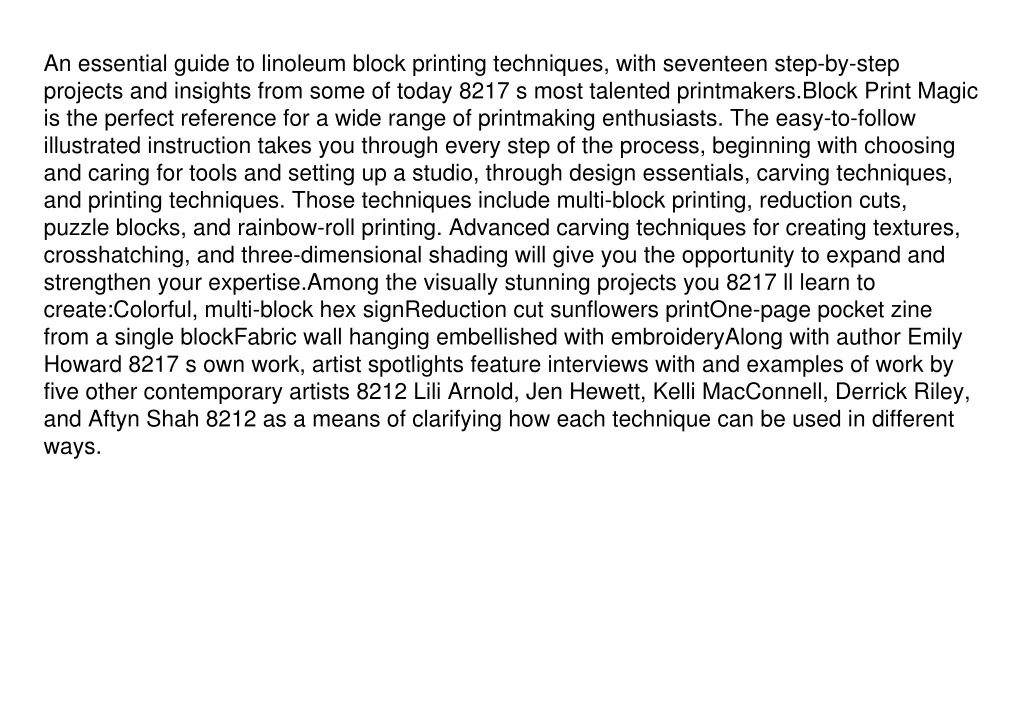 PPT - PDF read online Block Print Magic The Essential Guide to ...