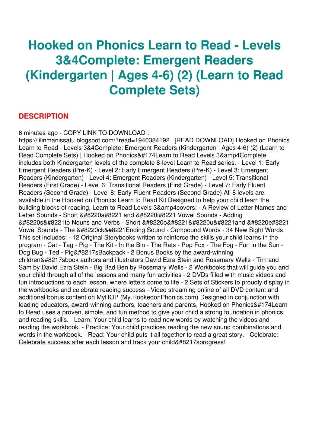 PPT - (PDF/DOWNLOAD) Hooked on Phonics Learn to Read - Levels 3&4 ...