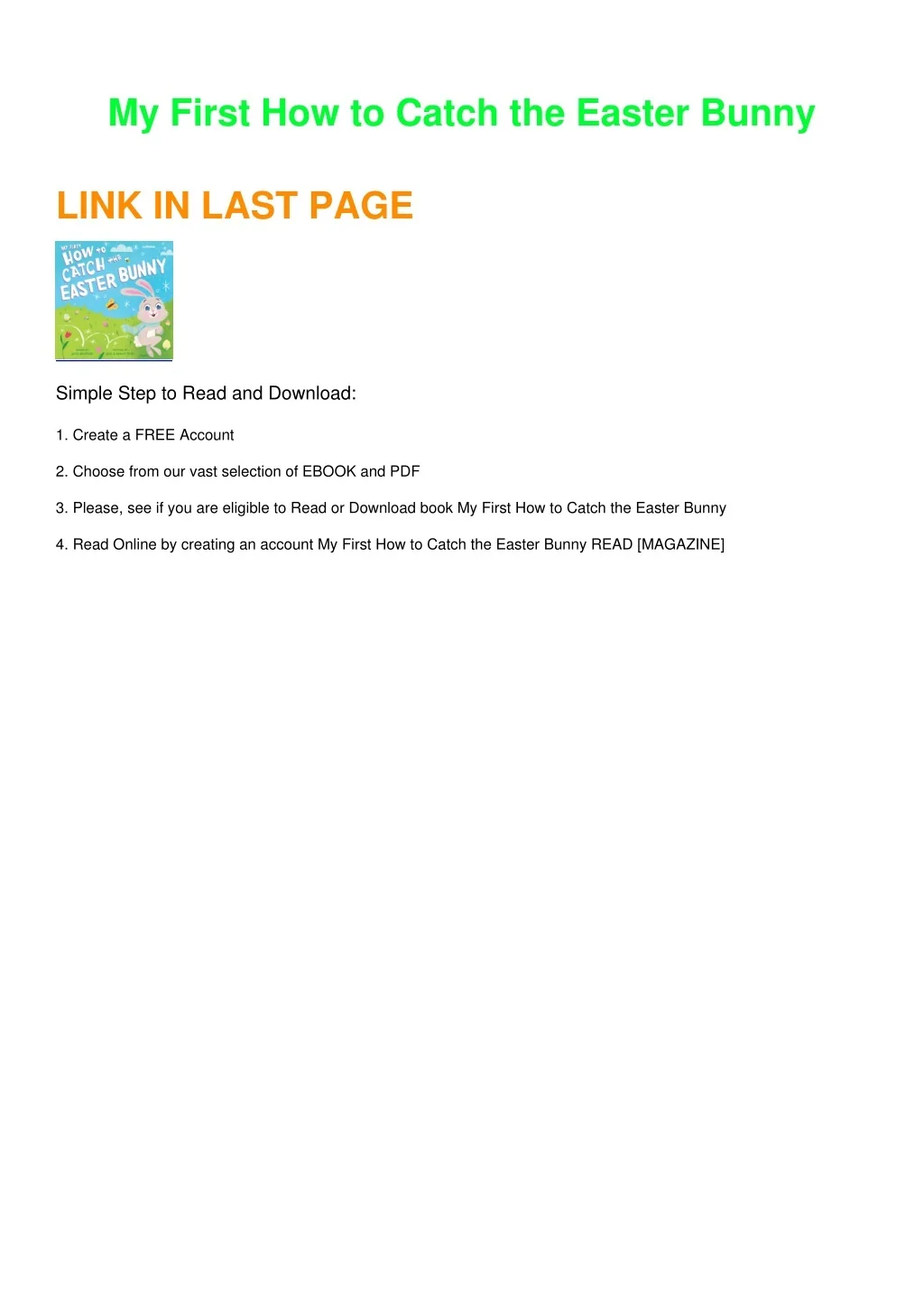 PPT - [PDF] DOWNLOAD FREE My First How to Catch the Easter Bunny ebooks ...
