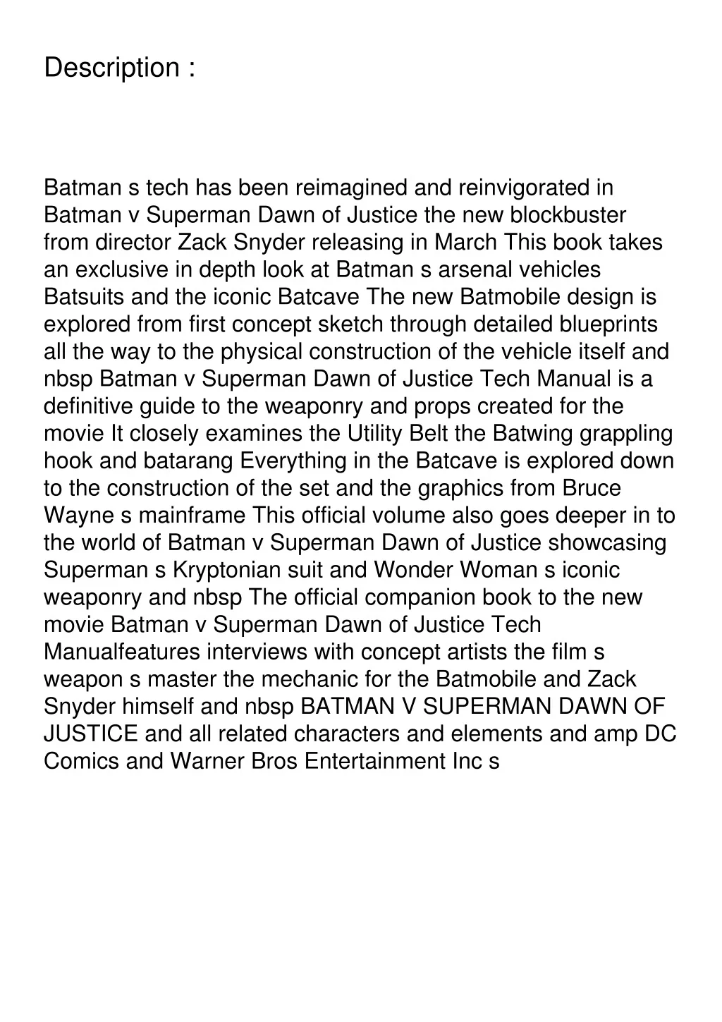 PPT - Download Batman V Superman Dawn Of Justice Tech Manual unlimited ...