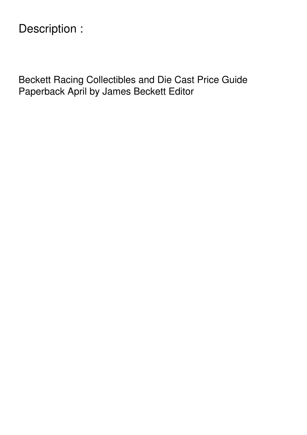 PPT - Ebook download Beckett Racing Price Guide and Alphabetical ...