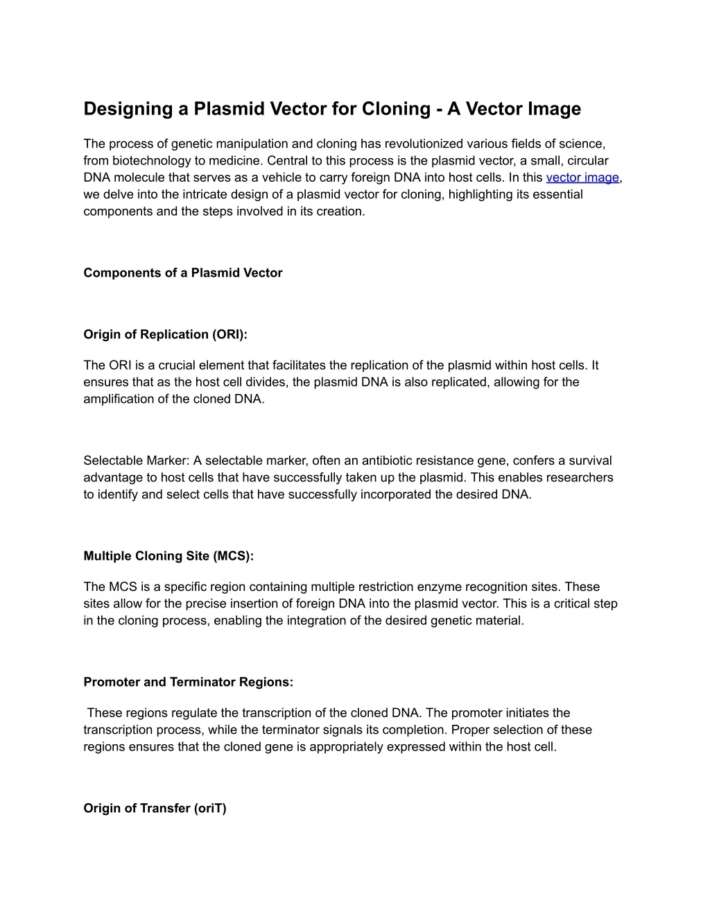 PPT - Designing a Plasmid Vector for Cloning - A Vector Image ...