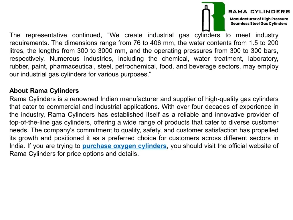 PPT - Rama Cylinders Offers Oxygen and Co2 Cylinders in India ...