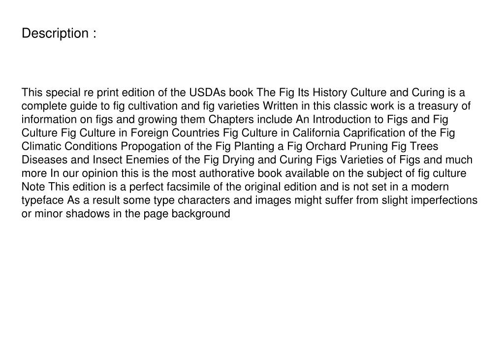 PPT - Ebook download The Fig Its History Culture and Curing With ...