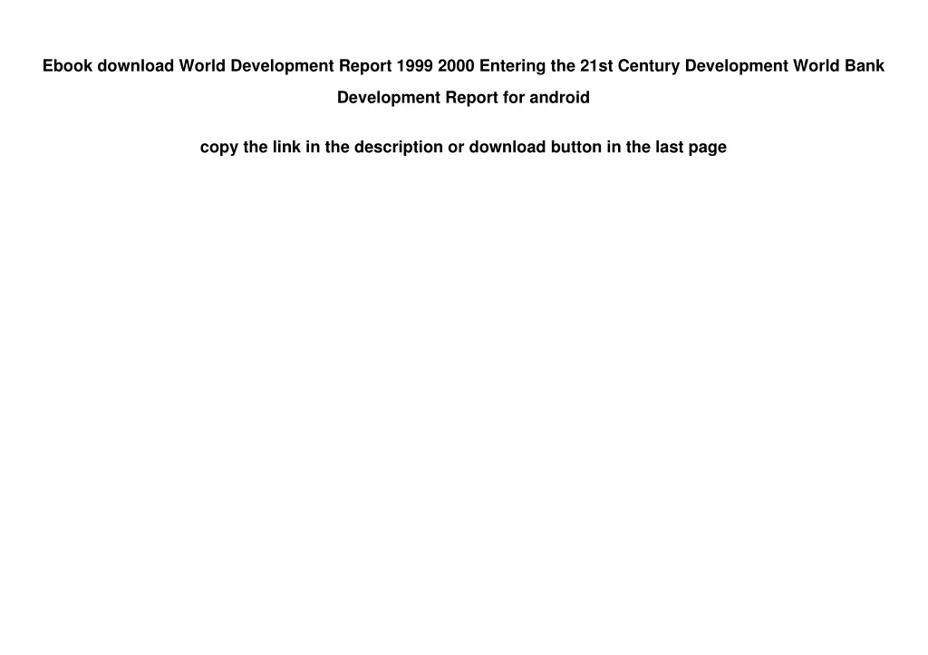 PPT - Ebook download World Development Report 1999 2000 Entering the ...