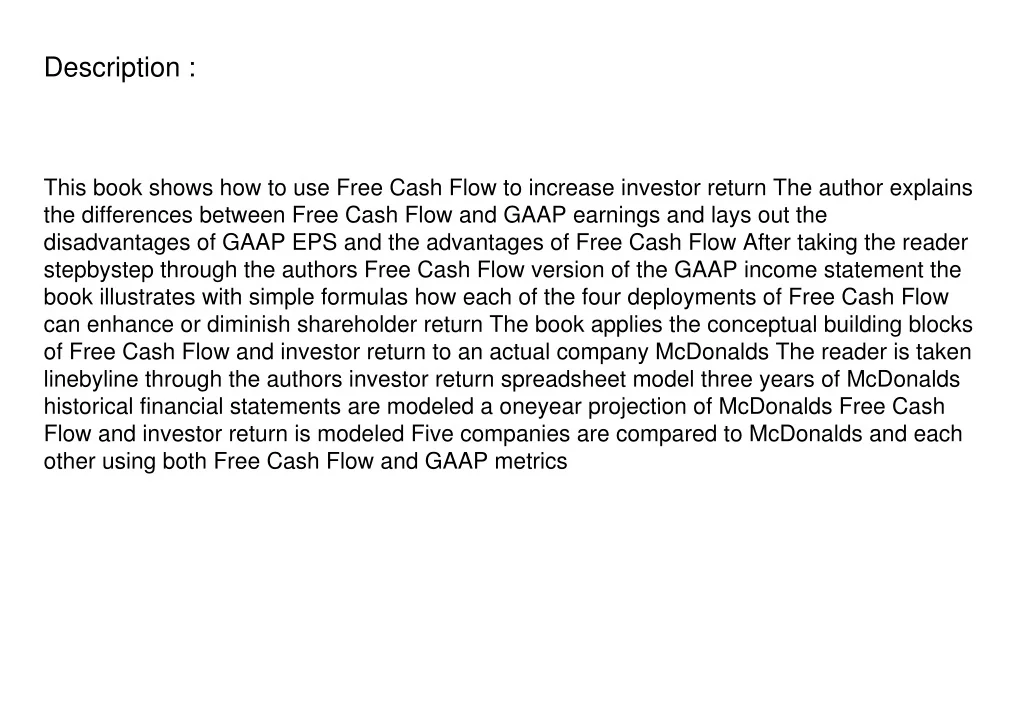 PPT - Ebook download Free Cash Flow Seeing Through the Accounting Fog ...