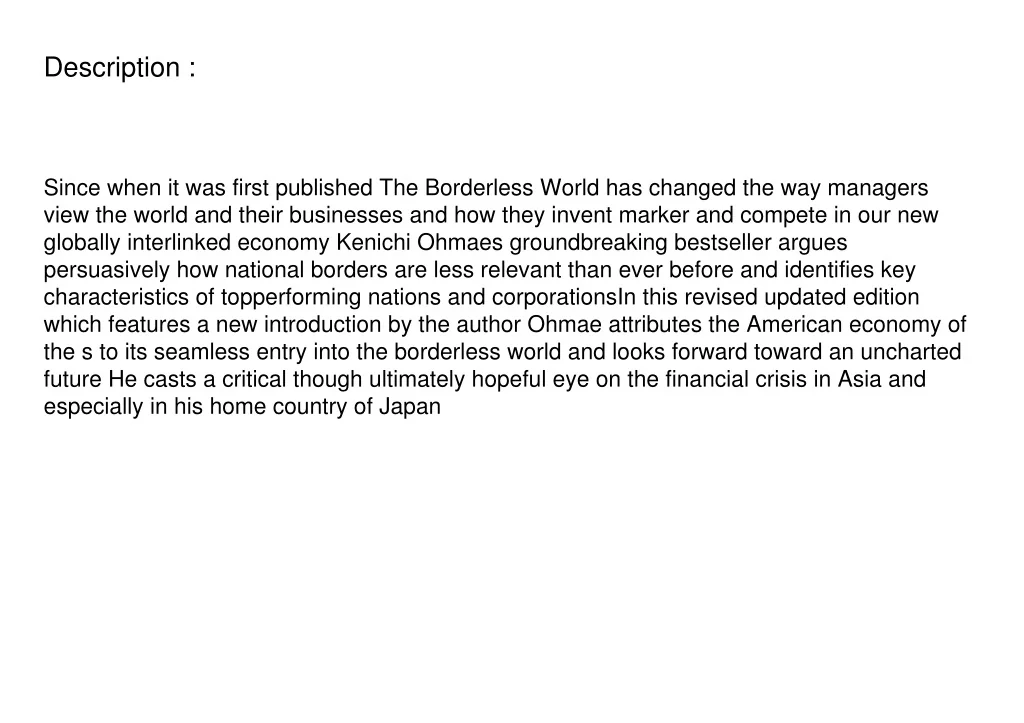 PPT - Download The Borderless World rev ed Power and Strategy in the ...