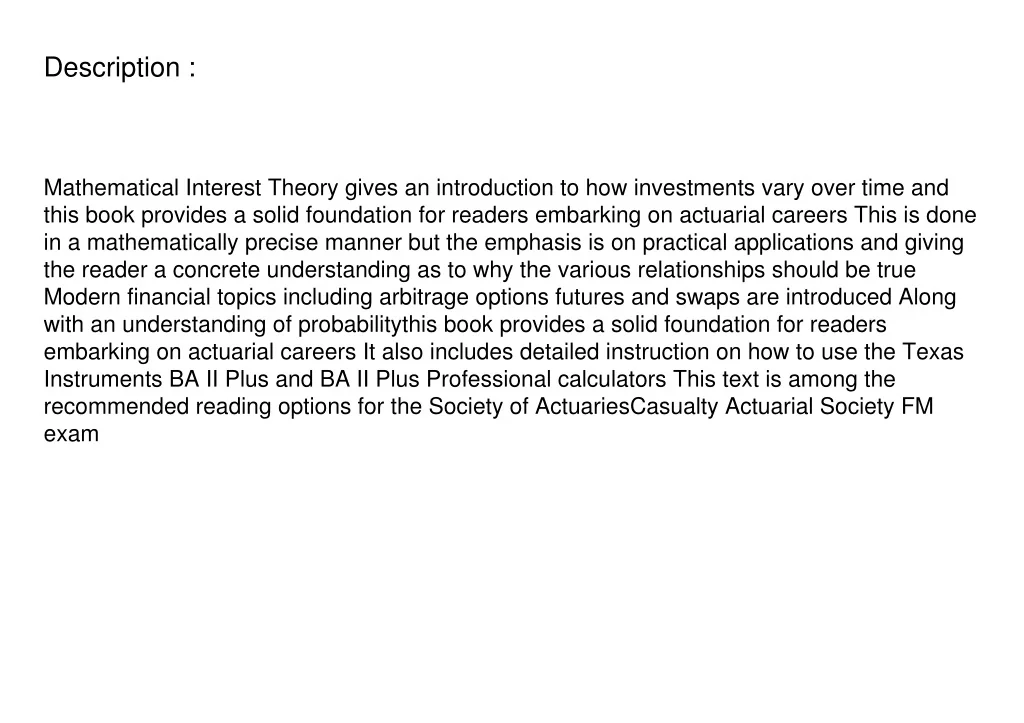 PPT - Ebook download Mathematical Interest Theory Mathematical ...