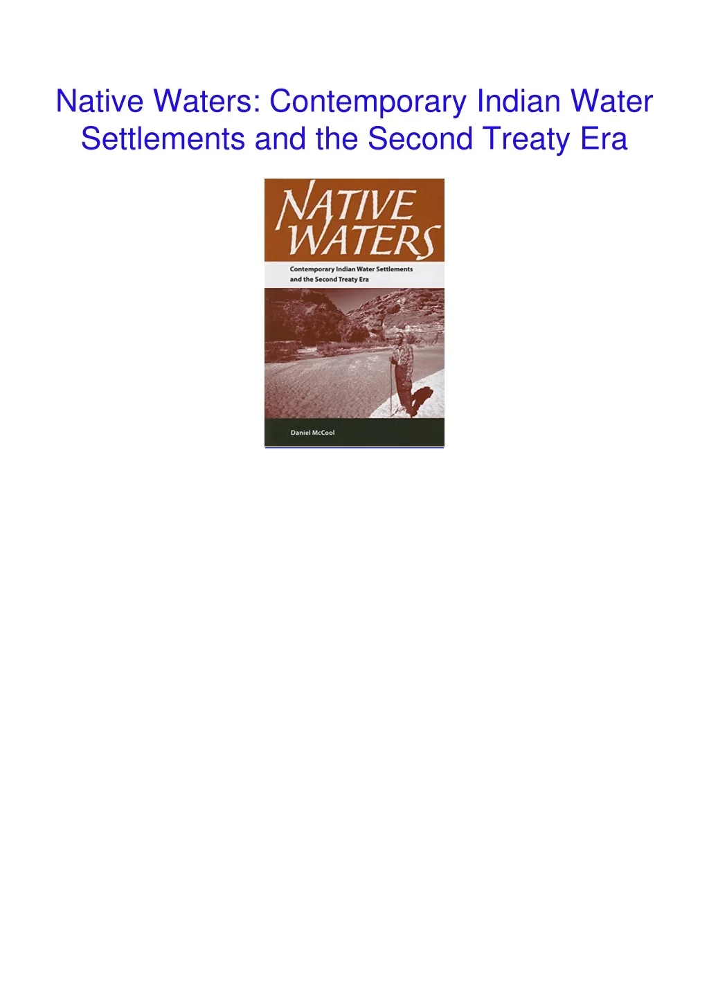 PPT - Pdf Ebook Native Waters: Contemporary Indian Water Settlements ...