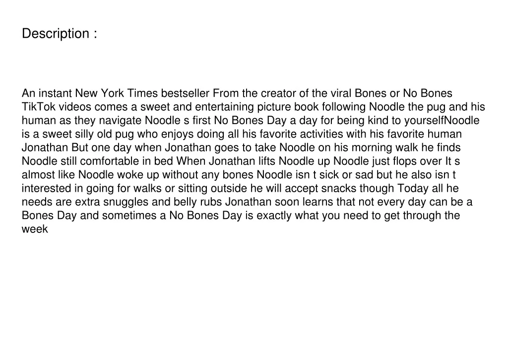 PPT - Ebook download Noodle and the No Bones Day Noodle and Jonathan ...