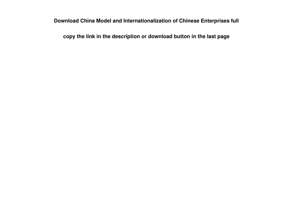PPT - Download China Model and Internationalization of Chinese ...