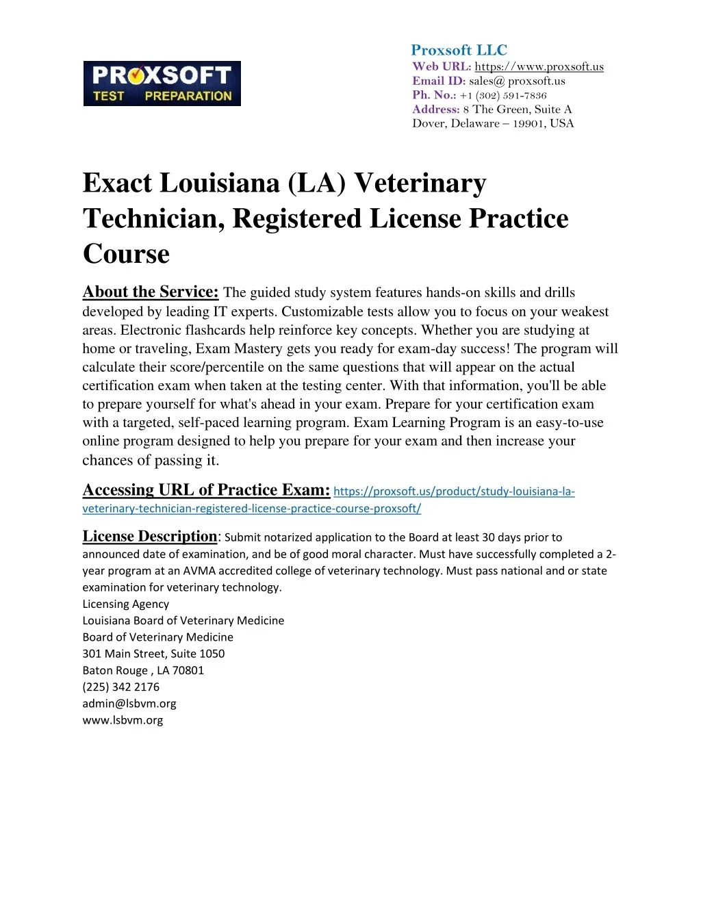 PPT - Exact Louisiana (LA) Veterinary Technician, Registered License ...