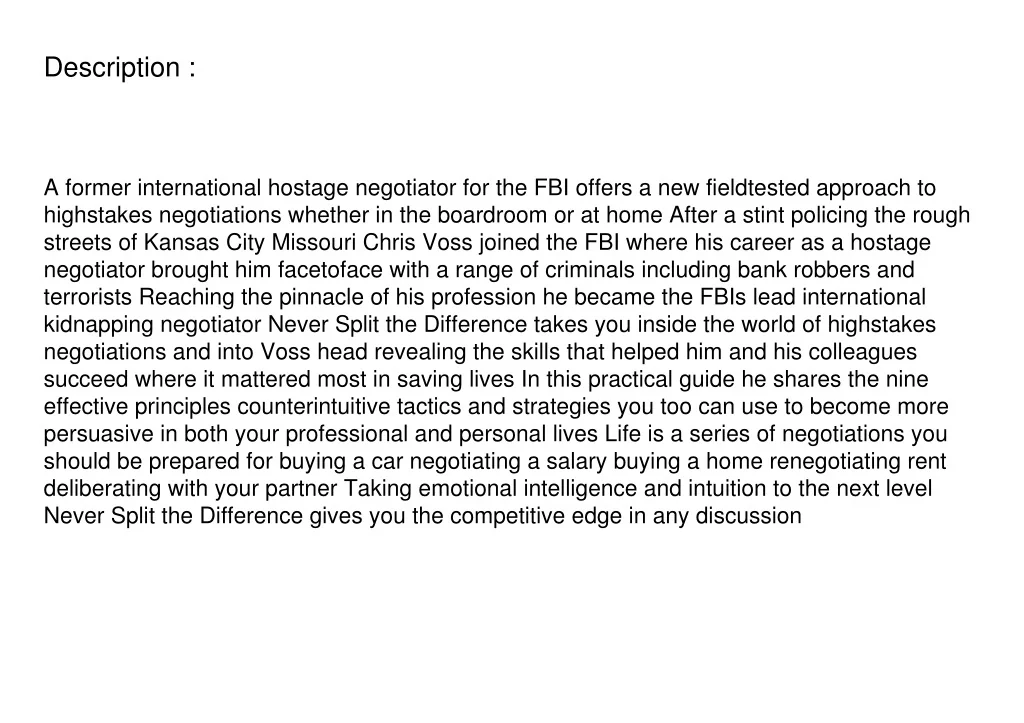 PPT - Ebook download Never Split the Difference Negotiating as if Your ...