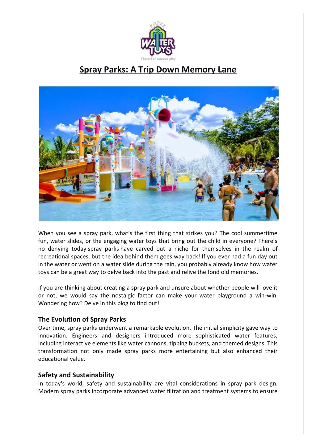 PPT - Empex Watertoys® - Spray Parks A Trip Down Memory Lane PowerPoint ...