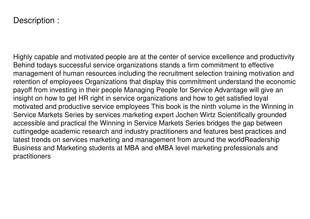 PPT - Ebook download Managing People for Service Advantage Winning in ...