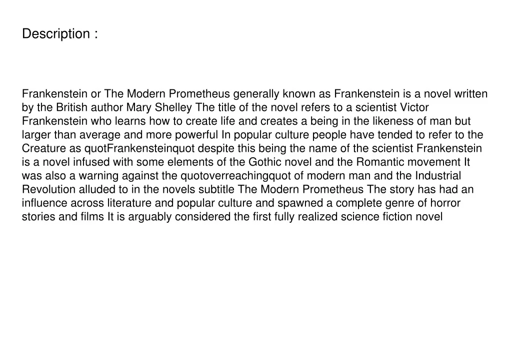 PPT - Kindle online PDF Frankenstein free acces PowerPoint Presentation ...