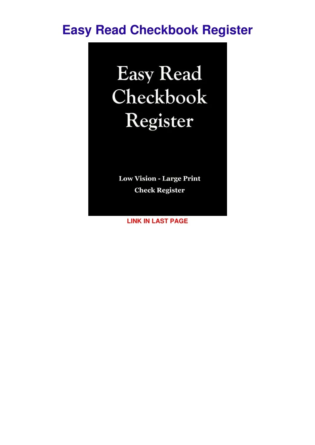 PPT - PDF_ Easy Read Checkbook Register PowerPoint Presentation, free ...
