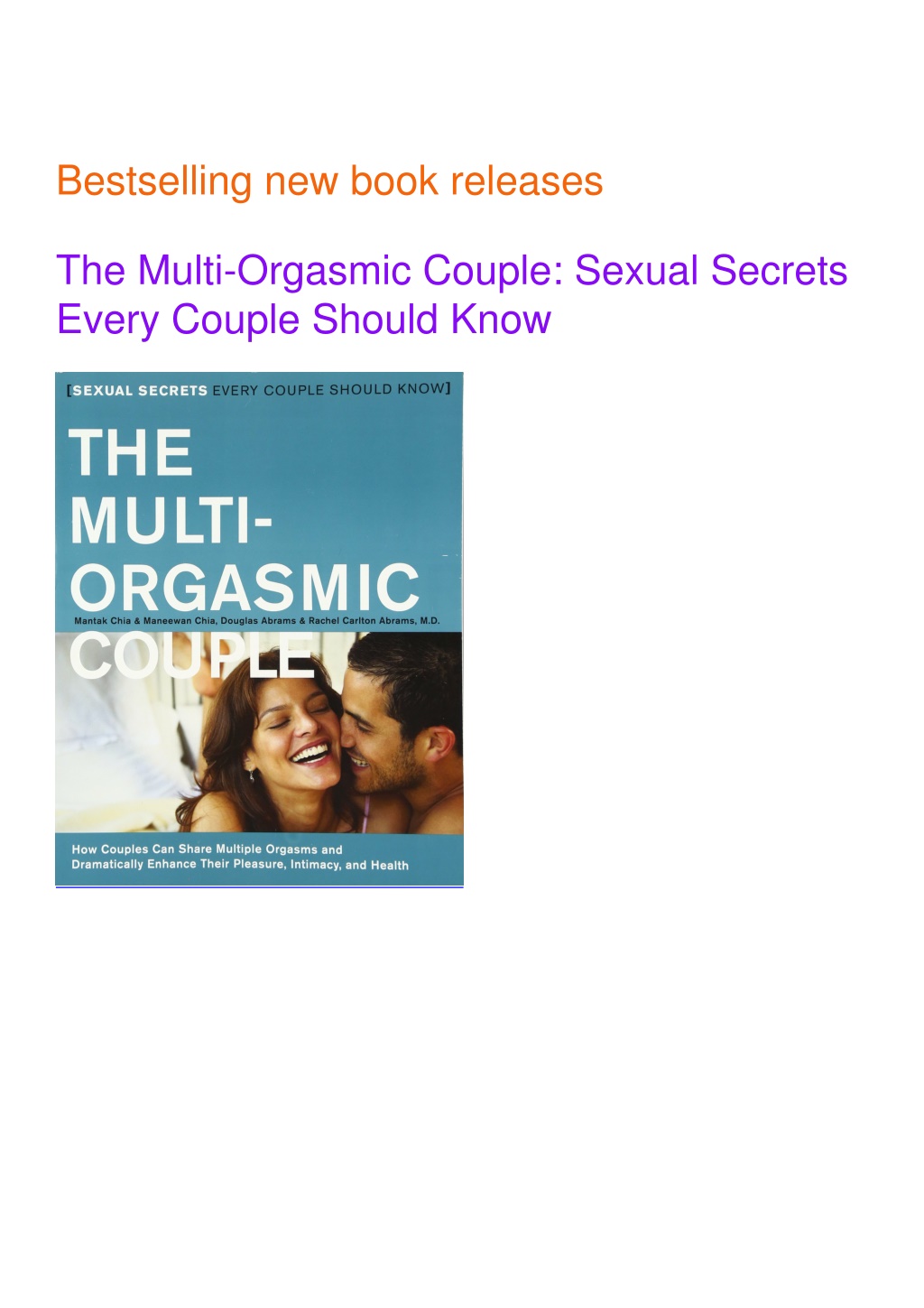 Ppt Full Download The Multi Orgasmic Couple Sexual Secrets Every